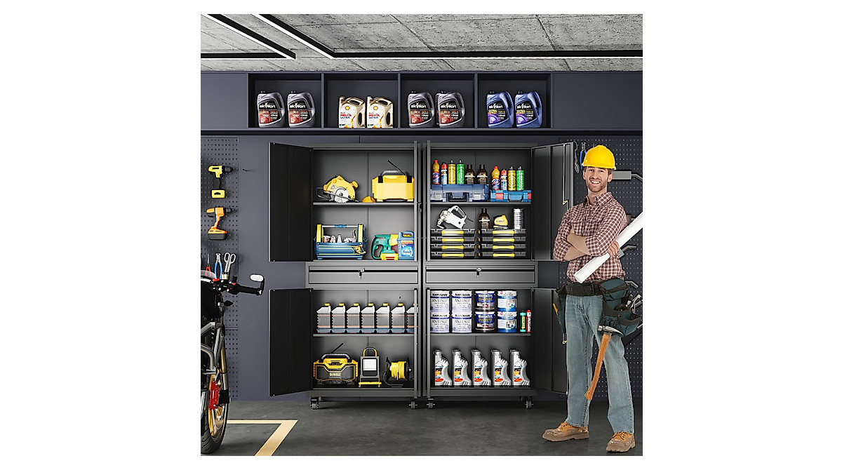 Yizosh Metal Garage Storage Cabinet with Locking Doors