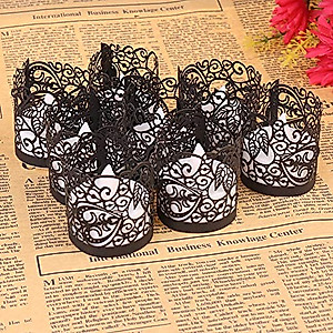 Asenart Flameless Tea Light Votive Wrap Candle Holder Set (50 Pack) for LED Battery Tealight Candles (Not Included) (Black)