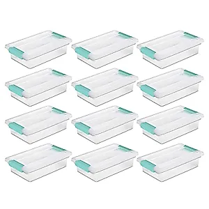 Sterilite 19618606 Small Clip Box Clear Storage Tote Container w/ Lid (12 Pack)