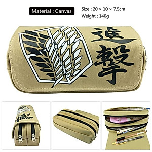 Anime Attack On Titan Pencil Case Manga Large Capacity Pencil Pouch Attack On Titan Student Pen Bag Cosmetic Makeup Storage Bag (A)