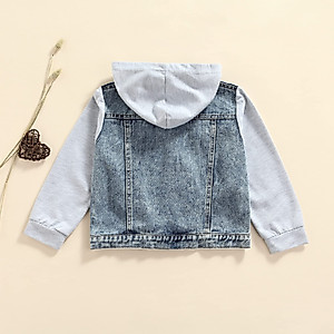 Kids Toddler Baby Girl Boy Denim Jacket Hoodie Button Coat Top Spring Fall Outfit Clothes (Grey, 4-5 Years)