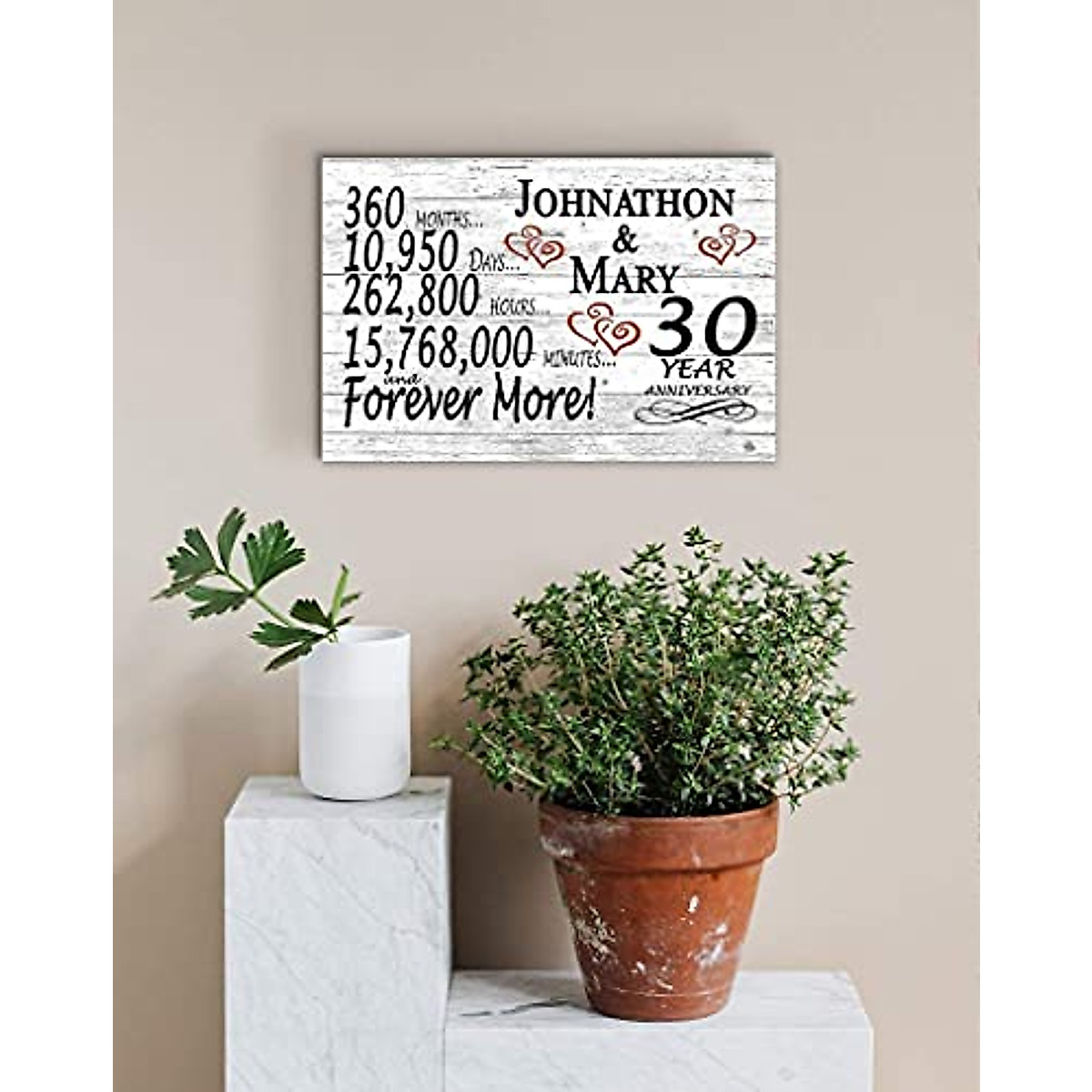 Broad Bay Personalized 30 Year Anniversary Sign Gift 30th Wedding Anniversary Present for Couple Him Or Her Days Minutes Years