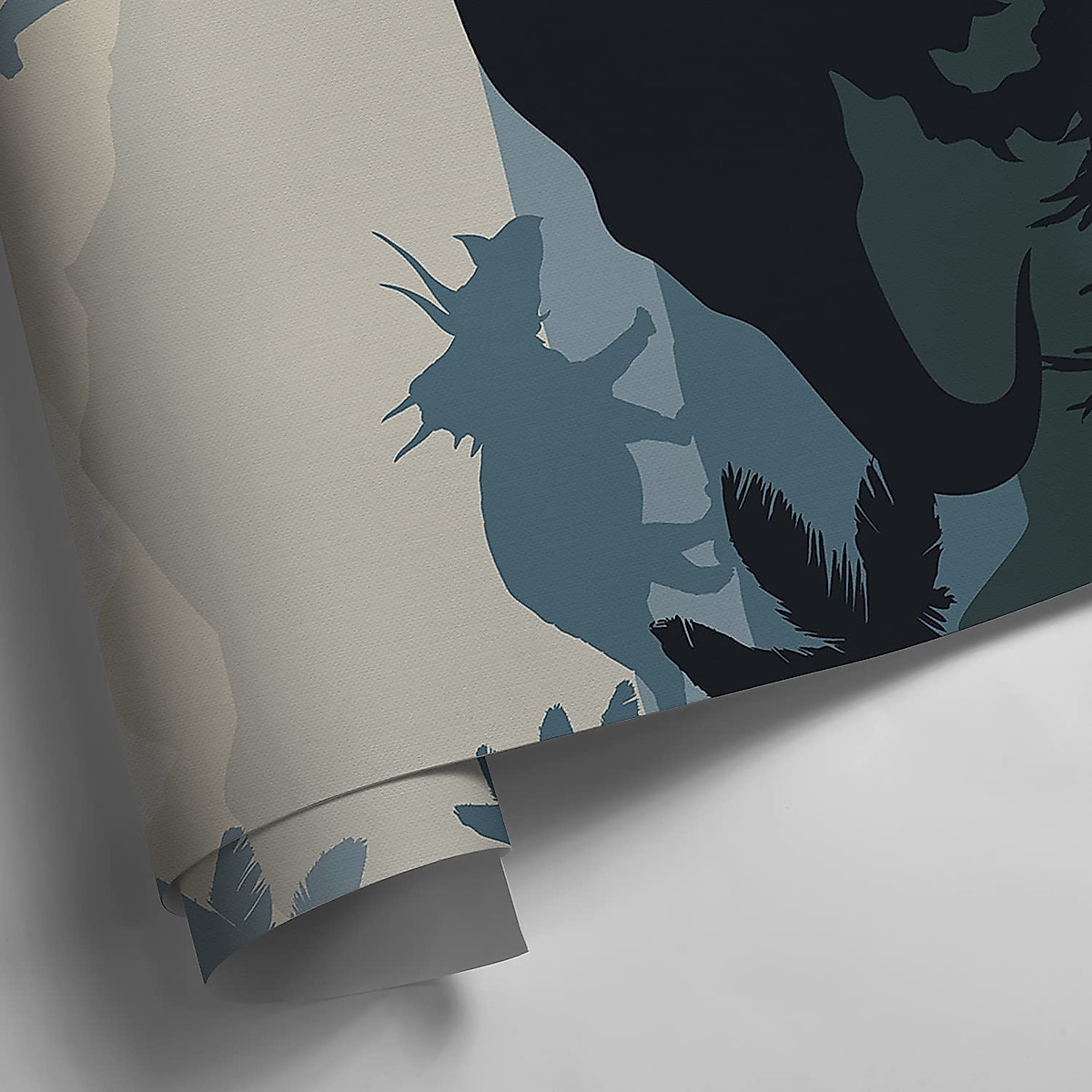 funlife Large Fabric Wall Decal Peel and Stick, Nordic Style Original Hand Drawn Dinosaur Wall Mural Wallpaper Wall Sticker for Kids Room Living Room Playroom, 94.49" x 78.74"