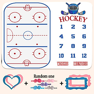 PHMOJEN Baby Age Milestone Blanket, Hockey Stadium Blanket for Nursery, Baby 1-12 Months Growth Chart, Includes 4 Frame and 1 Headband 47"x40" BTLSPH298