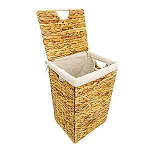Trademark Innovations Wicker Laundry Hamper Basket with Lid and Liner
