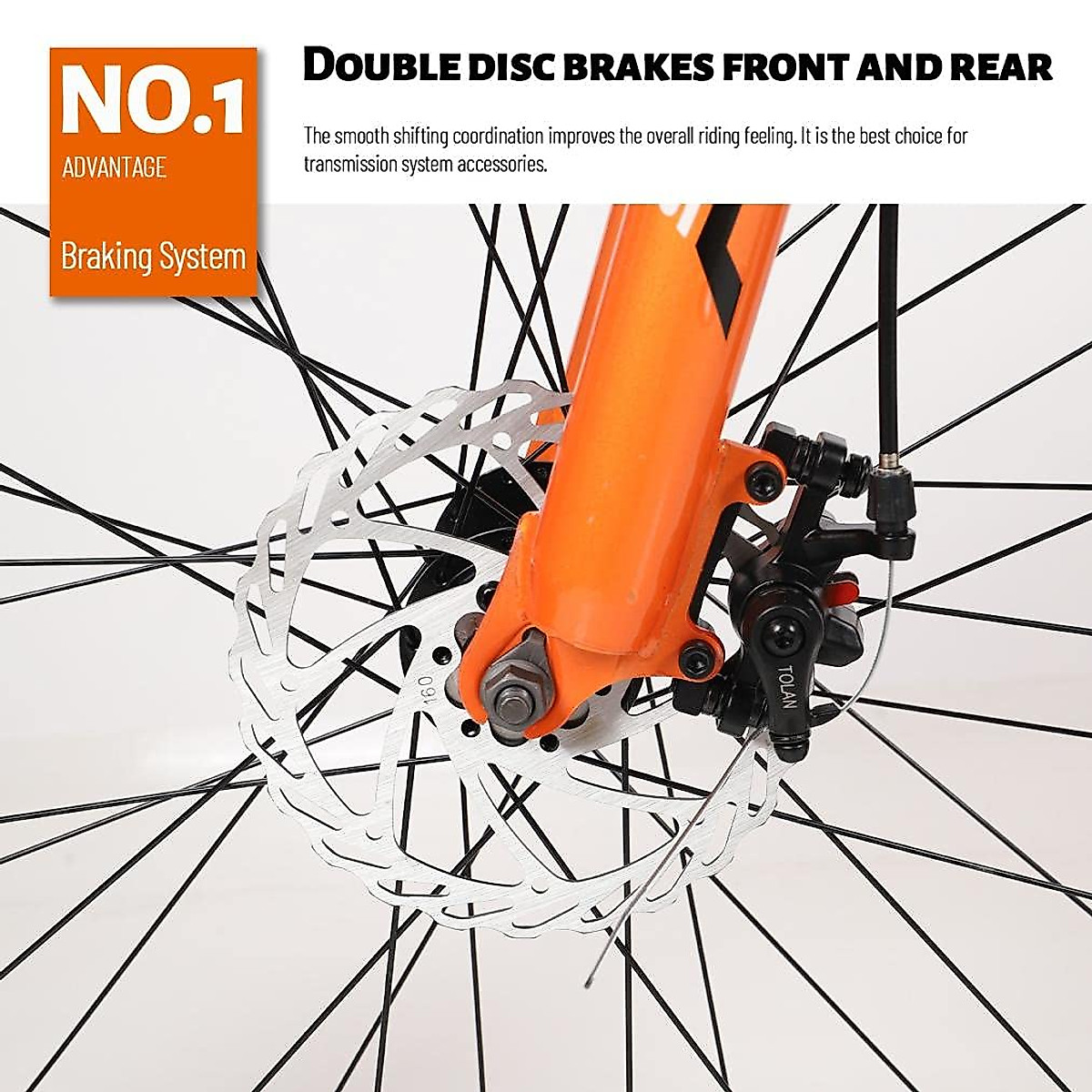 DSVF 26in 4.0 Fat Tire Mens Mountain Bike Road Bicycle, Medium Aluminum Frame City Bike, 21 Speed Adults Teens Road Bicycle Disc Brake Aluminum Soft Cushion Racing Bike【US Stock】 (Orange)