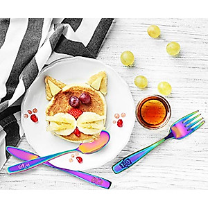 9 Piece Stainless Steel Rainbow Kids Cutlery, Child and Toddler Safe Flatware, Kids Silverware, Kids Utensil Set Includes 3 Knives, 3 Forks, 3 Spoons, Total of 3 Settings, Ideal for Home and Preschool