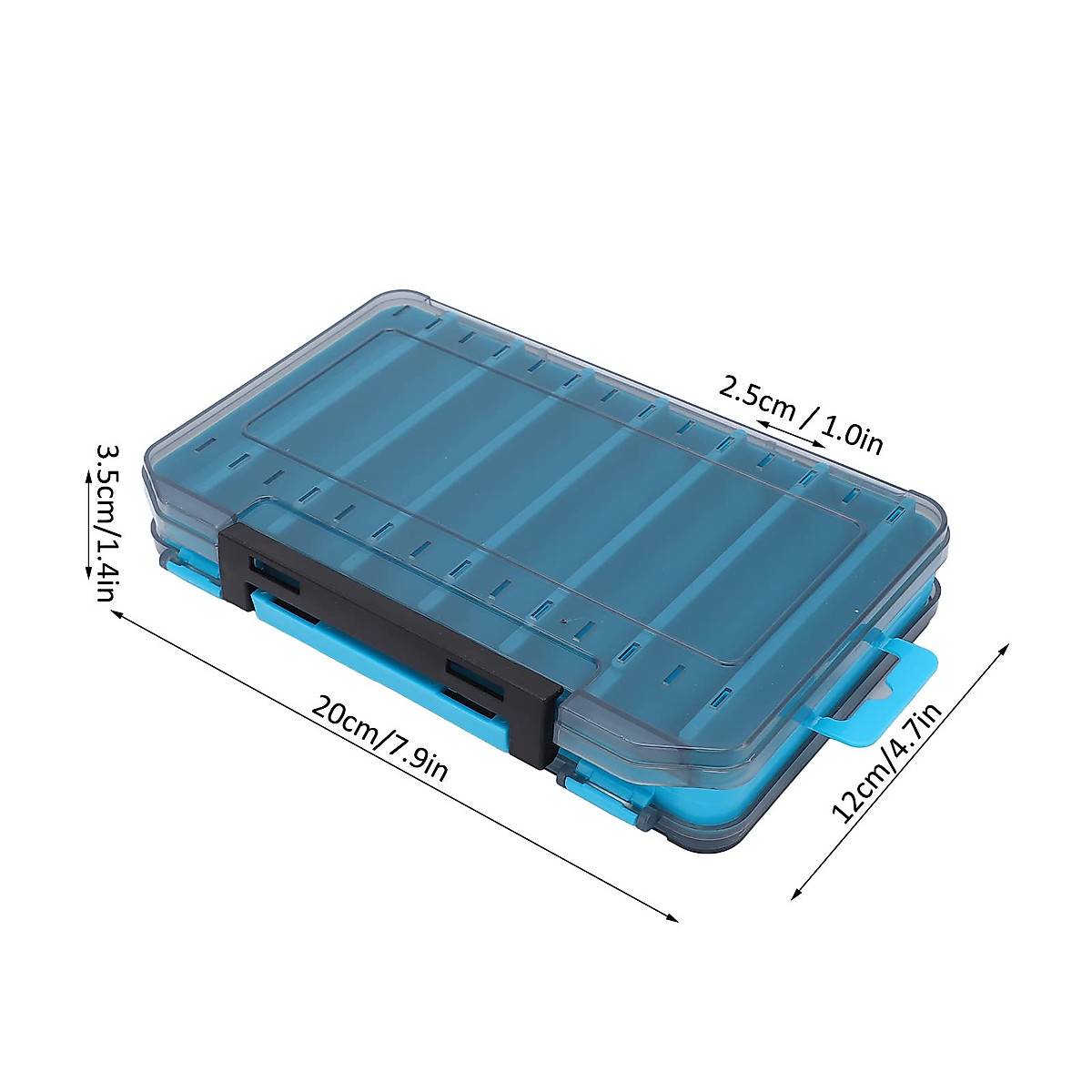 Folanda Double Sided Lure Box, Breathable Plastic Double Sided Fishing Tackle Box with Anti Lost with Handle, Waterproof Space Saving Tackle Storage Organizer for Outdoor Fishing(Blue)