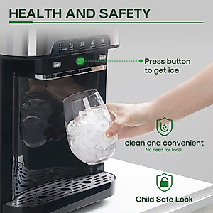ICEPURE 3-in-1 Ice Maker with Water Cooler Dispenser, Top Loading, Quick Make hot, Cold Water & Bullet-Shaped ice Cube, 44lbs/24hrs, Countertop for Home/Office/Dormitorhoury, Silver