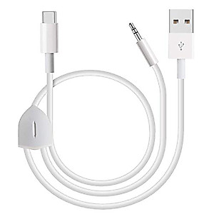 Azddur USB C to Aux Cable, 2 in 1 USB C to 3.5mm Car Aux Headphone Jack Cable and USB C Charging Cable Compatible with Google Pixel 4/4XL/3/3XL, Samsung Galaxy S20/S20+/Note 10/10+ and More (White)
