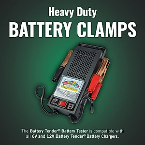 Battery Tender Battery Load Tester 12 Volt at 100 Amps / 6 Volt at 50 Amps Battery Tester - Includes Alligator Clamps - 12V or 6V Battery Health Checker, Check Starter Motor Draw - 026-0020