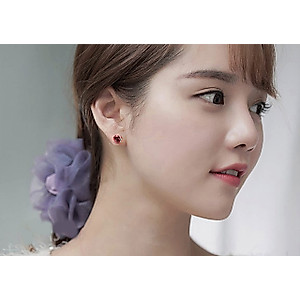 Rose Gold Plated Simple Red Rose Stud Earrings Fashion Jewelry for Women