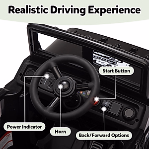 TOBBI 12V Off-Road Kids Ride On Car Truck, Battery Powered 4 Wheels Ride On Toys for Boys and Girls Aged 2-6 Years w/Horn, LED Lights, Portable Pull Rod, Double Open Doors, Orange