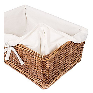 BIRDROCK HOME Woven Willow Baskets with Liner for Storage and Laundry - Set of 5 - Rectangular Hamper Bins with Lids - Decorative Wooden Wicker Basket for Organizing Blankets - Baby Organizer - Brown