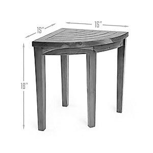 ALATEAK Corner Wood Bath Spa Shower Stool Table Bench Shelf Storage Fully Assembled