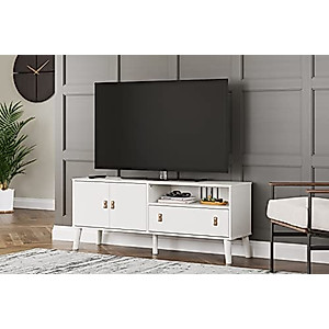 Signature Design by Ashley Aprilyn Contemporary Medium TV Stand up to 59" with 1 Drawer and 2 Shelves, White
