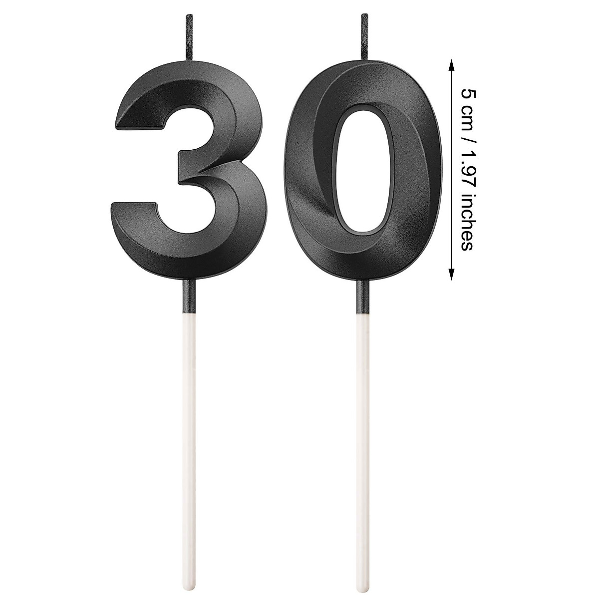 Birthday Candles Numeral Candles Cake Topper Decoration for Birthday Party Wedding Anniversary Celebration Supplies(Black,30th)