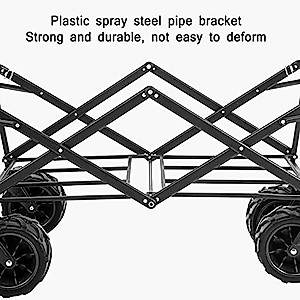 Suuim Collapsible Folding Wagon, Outdoor Folding Utility Wagon Wagon Collapsible with Wheels Heavy Duty Outdoor Cart for Camping Garden Beach with Cup Holde