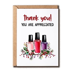 KPLDesigns You Are Appreciated Card - Thank You Card - Nail Tech Christmas Card - Card For Manicurist Card - Appreciation Card - Nail Salon Card Greeting Card