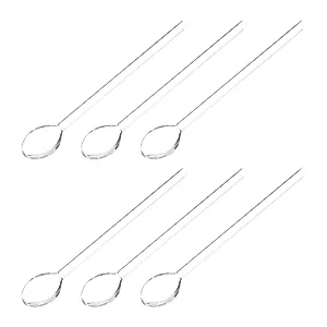 DOITOOL Glass Coffee Spoon Stirring Spoon, Rod Mixing Spoon Long Handle Spoons, Tea Stirrers Clear Petite Teaspoons Heat Resistant for Tea Sugar Bar Party- Clear, Set of 6