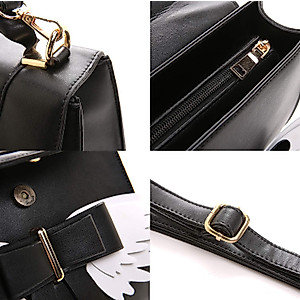 JHVYF Women's Cute Wings Bow Top Handle Cross Body Shoulder Bags Girls Handbag Black 354343