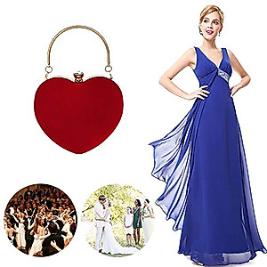 Goclothod Heart Shape Clutch Purse Chain Messenger Shoulder Bag Party Evening Handbag Red