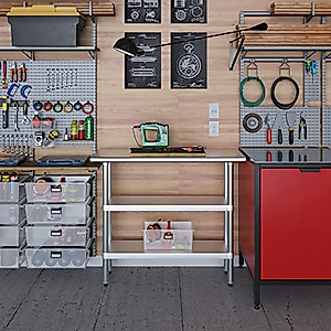 48" Long X 14" Deep Stainless Steel Work Table with 2 Shelves | Metal Food Prep Station | Commercial & Residential NSF Utility Table