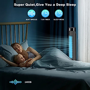 AKIRES Tower Fan with Remote,3 Speeds,3 Modes,Oscillating Fan Quiet Cooling Portable Standing Bladeless Floor Fans with 0-7.5H Auto-Off Timer for Bedroom,Office,Living Room,Indoor,31 Inch,Black