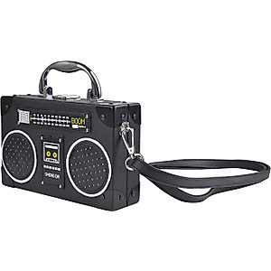 QZUnique Tape Shaped Shoulder Bag Radio Recorder PU Crossbody Bag Women's Retro Evening Bag Handbag Clutch Purse