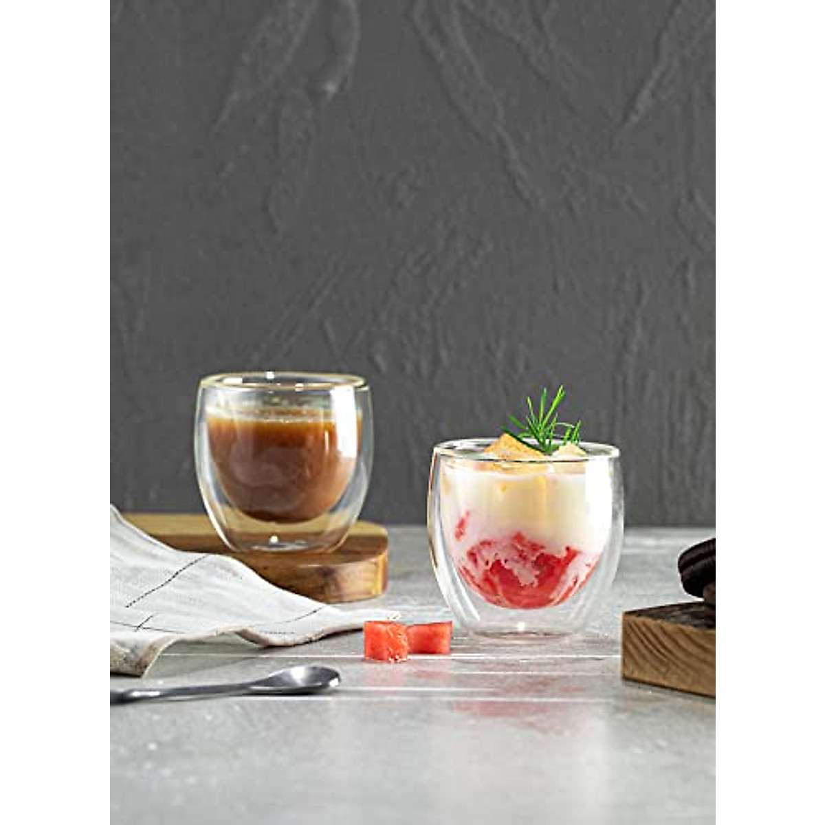Sweese 4 Ounce Espresso Cups Set of 4, Double-Wall Insulated Glasses Cups Set- Handmade Glass- 408.101