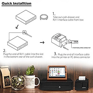 PARTYSAVING 16" Black Open Cash Register Drawer for Point of Sale (POS) System, 6 Bills and 4 Movable Coin Trays with Key Lock, Heavy Duty, APL1304