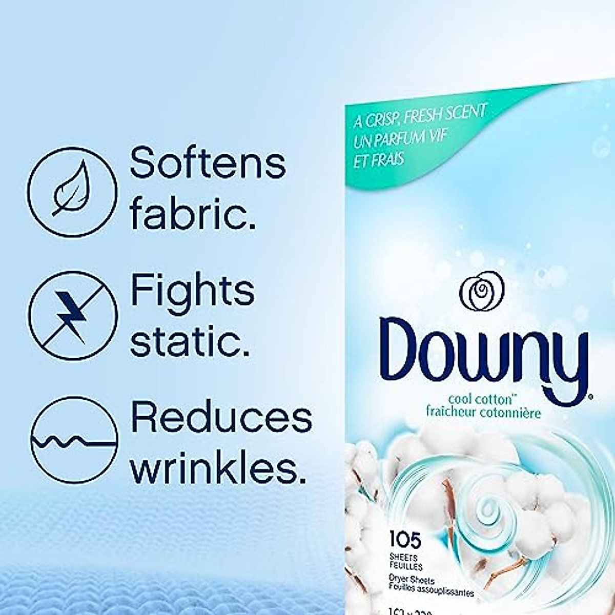 Downy Dryer Sheets Laundry Fabric Softener, Cool Cotton, 240 Count