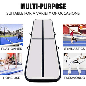 Lolicute Air Inflatab Track Mats 13ft Inflatable Air Gymnastics Mat Training Mats with Electric Pump for for Home Use Yoga/Training/Gym/Tumble/Water