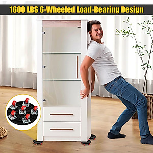 Lunarlipes Upgraded 6 Wheel Heavy Duty Furniture Movers, Moving Dolly Lifter Tool Set, 360 Swivel Silent Wheels, 1600 Lbs.Capacity, for Heavy Furniture Such as Refrigerators, Closets