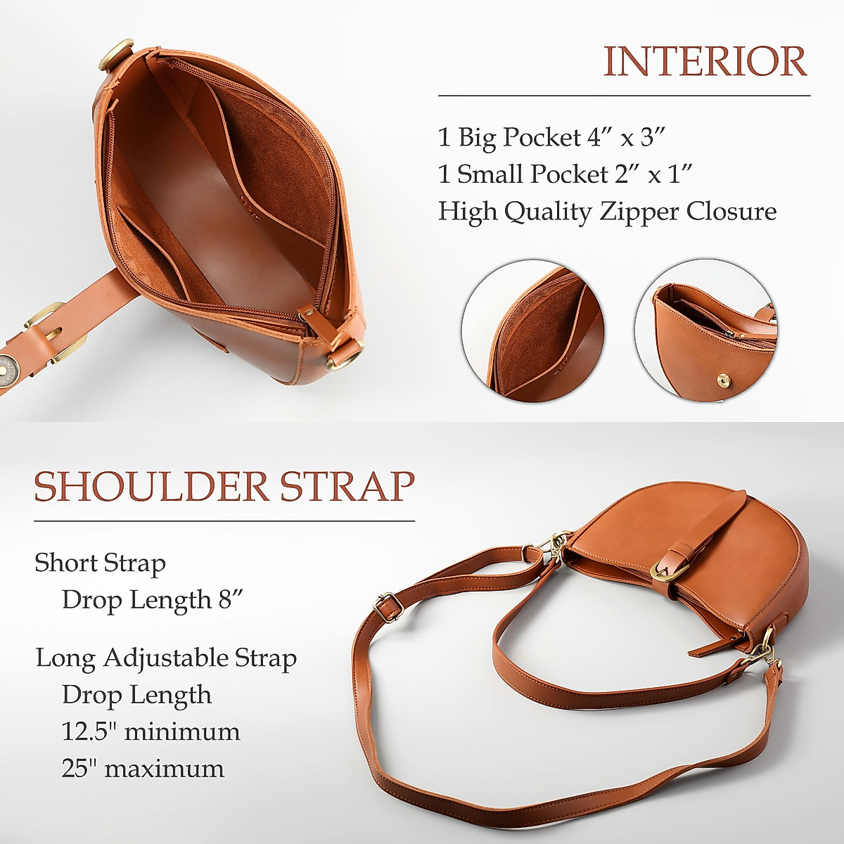 Vegan Leather Vintage Shoulder Bag For Women (Black)