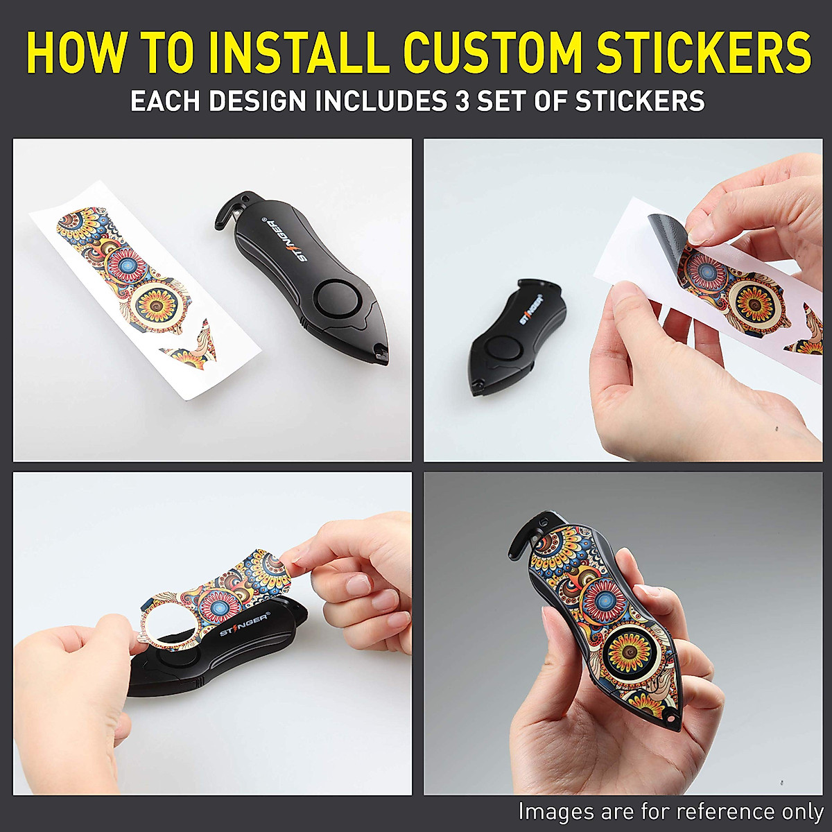 Stinger Personal Alarm Keychain Emergency Tool, Safety Panic Alarm Siren, Seat Belt Cutter, Glass Breaker, Security Device for Women Men Kid, Design in USA (Pink Marble)