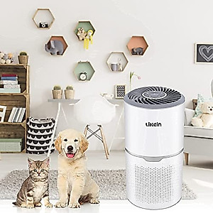Likein Air Purifier for Home with H13 True HEPA Filter, 22dB Filtration System Cleaner, 3-13W Low Energy Consumption, Remove 99.97% Pets Hair Dander Pollen Dust Smoke Odors, White