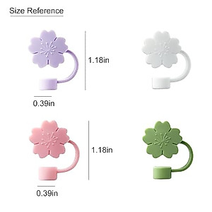 Silicone Straw Covers Cap Compatible with Stanley 20 30&40 Oz Cup, 10mm Straw Toppers for Stanley 40 Oz Tumbler with Handle, Dust-Proof Straw Caps for Stanley Water Bottle – 4PCS