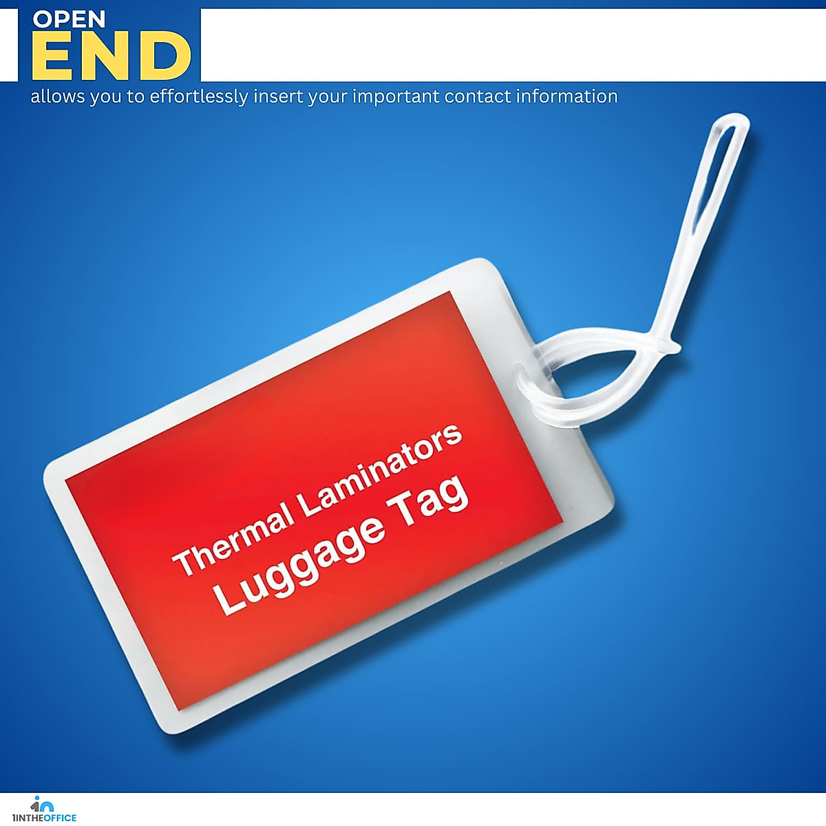 1InTheOffice Clear Laminating Pouch with Loop Attachment, Luggage Tag Style 2 1/2" x 4 1/4"- "50 Pack"