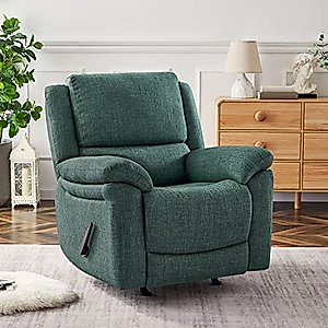 Rocker Recliner Chair, Push Back Wingback Recliner Armchair Adjustable Single Recliner Sofa Living Room Bedroom Big and Tall Adult Nursery Small Spaces, Glider Recliner Elegant Rocking Recliner, Green