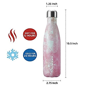 BJPKPK Insulated Water Bottles -17oz/500ml -Stainless Steel Water bottles,Sports water bottles Keep cold for 24 Hours and hot for 12 Hours,BPA Free kids water bottles for School-Marble Sakura