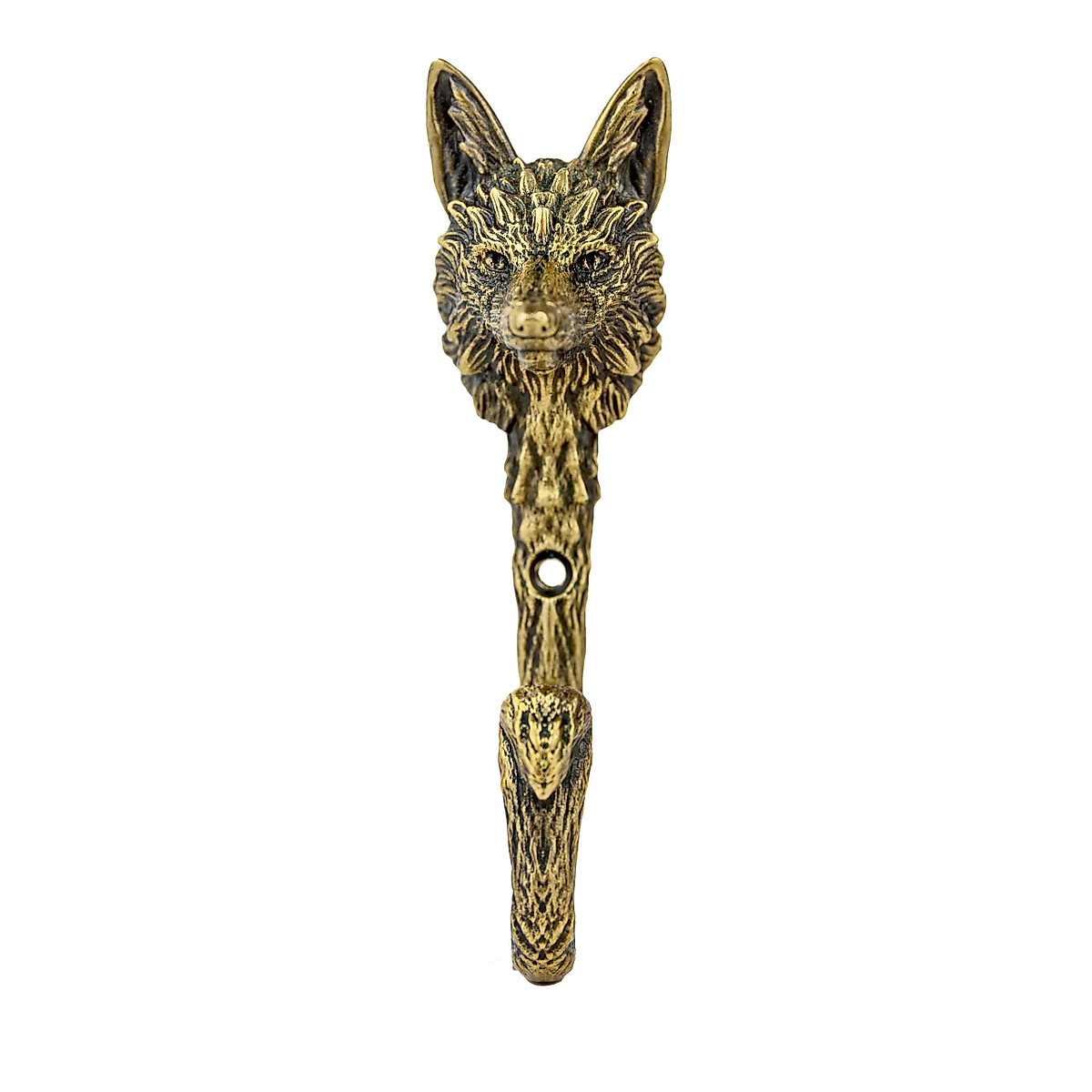 Solid Brass Fox Hook – Large Size, Handcrafted with Exquisite Fox Head Shape and Functional Tail.