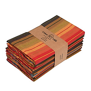 Urban Villa Dinner Napkins Cuisine Stripes Cloth Napkins Set of 12 Red Multi Color Dinner Napkins 20x20 Inches 100% Cotton Dinner Napkins Over Sized Cloth Napkins with Mitered Corners Dinner Napkins