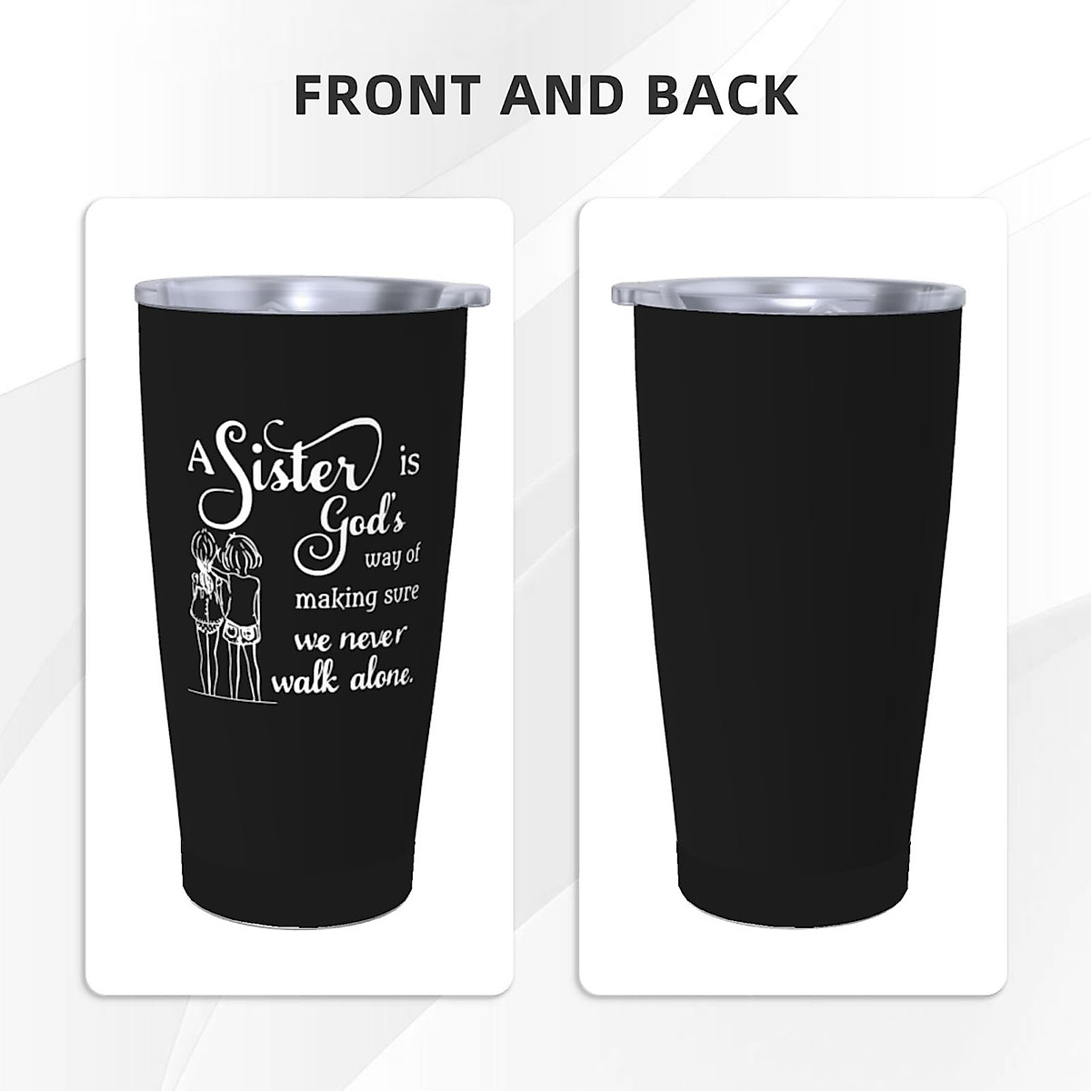 Yipaidel A Sister is God's Way of Making Sure 20 OZ Vacuum Insulated Tumblers Lids Mug, Mothers Day Christmas Birthday Gifts Mug for Grandma Mom Mama Grandmother Aunt Women, Gifts From Daughter