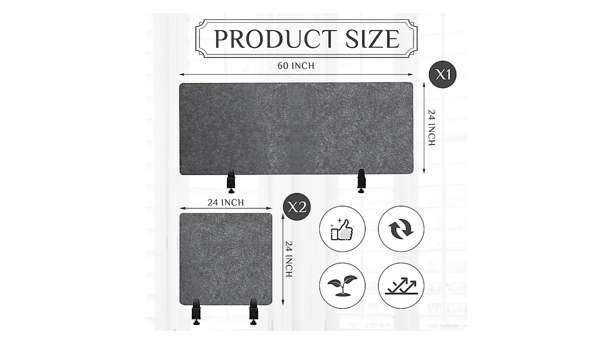 Jetec Clamp on Desk Divider for Office Acoustic Desk Privacy Panel ...