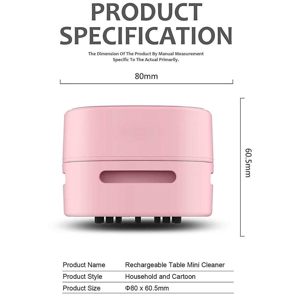 ODISTAR Desktop Vacuum Cleaner, Mini Table dust Sweeper Energy Saving,High Endurance up to 400 mins,360º Rotatable Design for Keyboard/Home/School/Office (Pink)