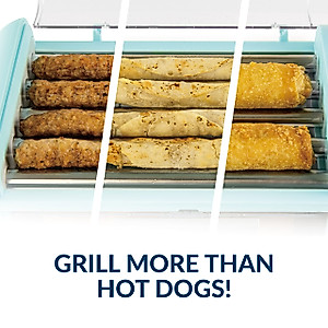 Nostalgia Extra Large 8-in-1 Hot Dog & Bun Warmer, Stainless Steel Grill Rollers, Non-stick Warming Racks, Adjustable Timer