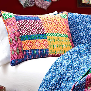 Lush Decor Misha 3-Piece Quilt Set, Fuchsia, Full/Queen, Fuchisa/Navy