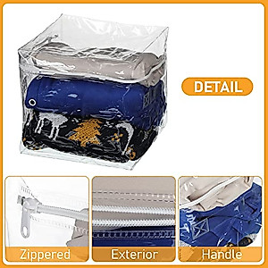 6 Pack Clear Zippered Organizers Foldable Sweater Storage Plastic Storage Bag with Zipper and Handle Clear Storage Bins for Closet Cubic Zippered Containers Zippered Collapsible Cube for Clothes Toy