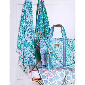 Lilly Pulitzer Picnic and Beach Cooler, Insulated Cooler Bag with Adjustable Shoulder Strap and Zippered Top, Large Soft Cooler for Groceries or Travel, Soleil It On Me